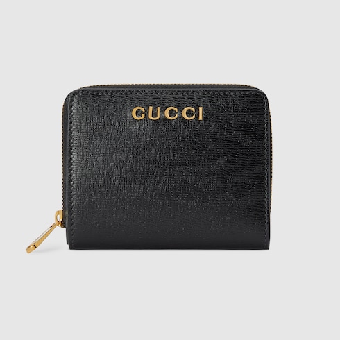 GUCCI Compact Wallet Black Leather 財布 黒 Gucci Wallet With Script - Black Leather | Editorialist